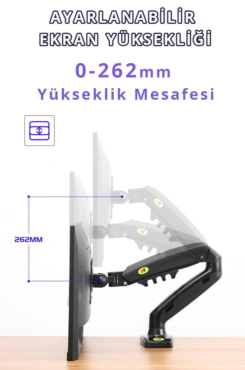 F80 17-30 AMORTİSÖRLÜ STAND TEK KOL LCD / LED MONİTÖR TUTUCU STAND ASKI ...