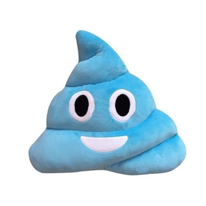 Mavi Renkli Gülen Kaka Poo Emojili Sevimli Rahat Peluş Yastık